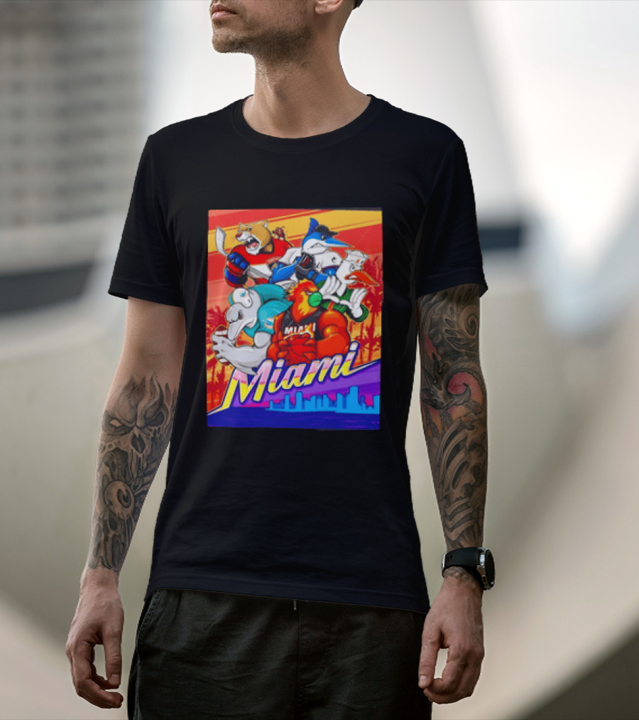 Miami Sports City Team Mascots Collage T-Shirt