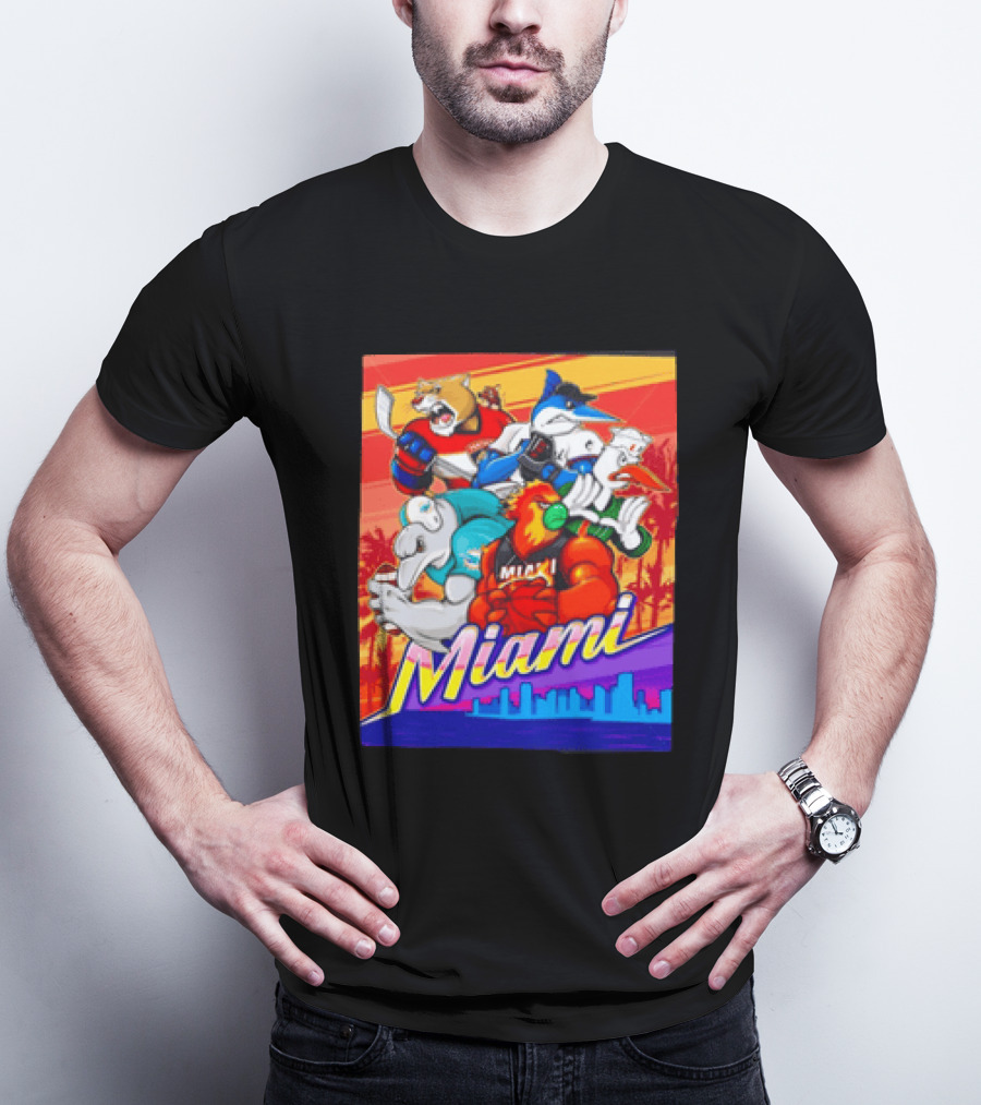 Miami Sports City Team Mascots Collage T-Shirt