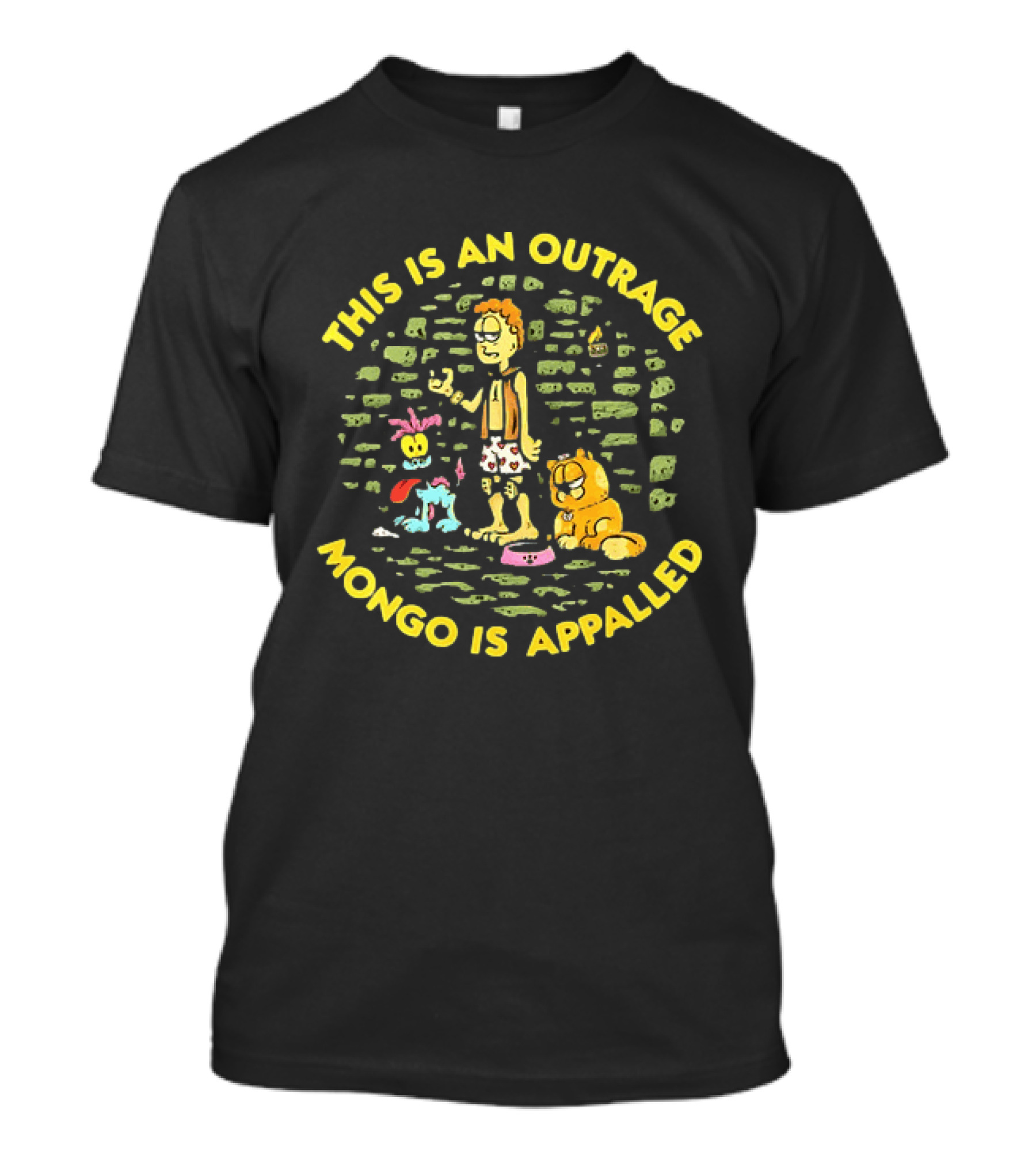 This Is An Outrage Mongo Is Appalled Garfield Tv Cartoon Odie Comedy T-Shirt