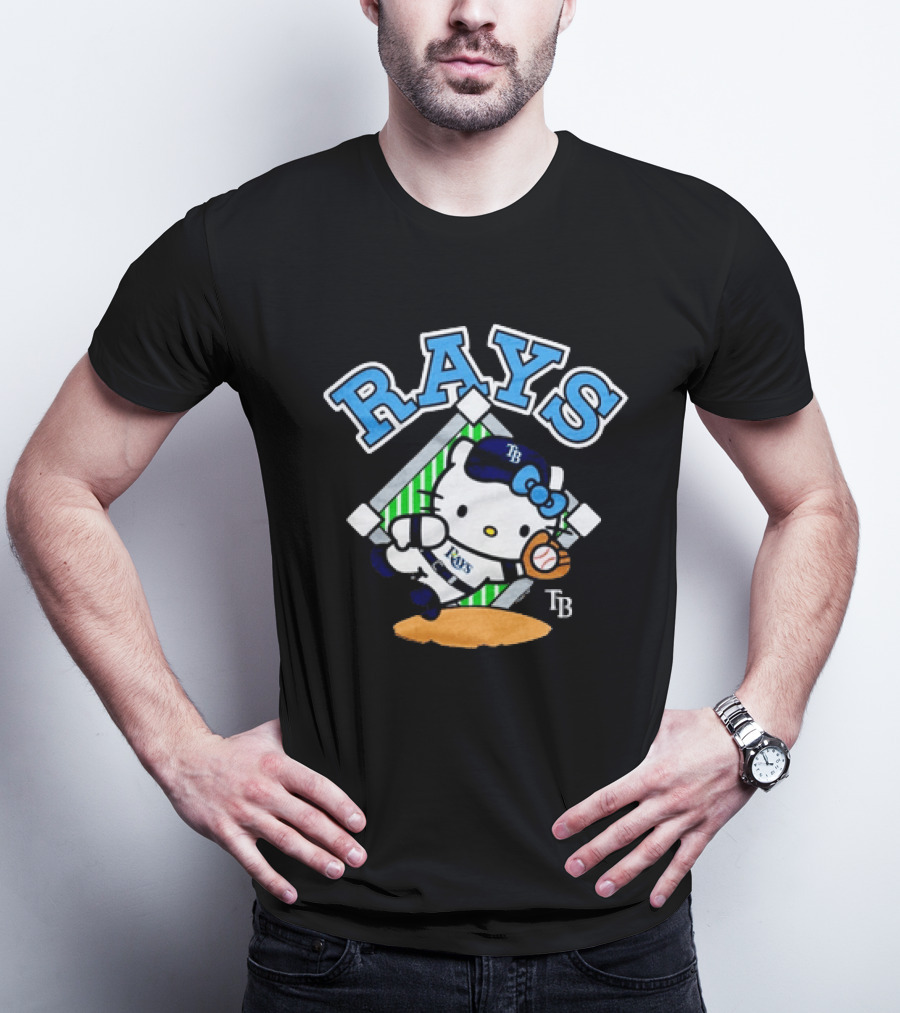 Hello Kitty Tampa Bay Rays MLB Baseball Player Cartoon With Ball T-Shirt