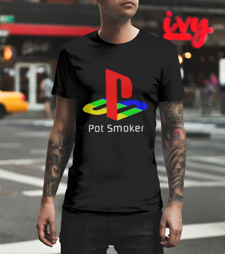 PlayStation Pot Smoker Iconic Colorful Gaming T-Shirt