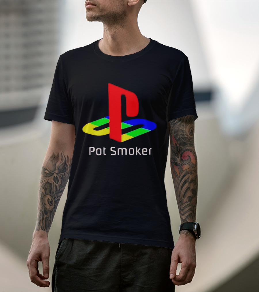 PlayStation Pot Smoker Iconic Colorful Gaming T-Shirt