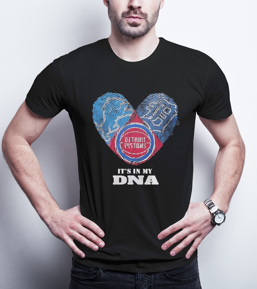 It's In My DNA Detroit Pistons Fingerprint Heart T-Shirt