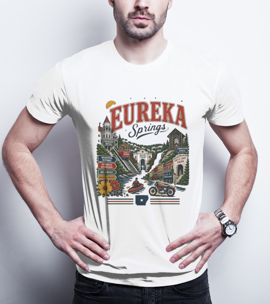 Eureka Springs Crescent Hotel Thorncrown Chapel Victorian Downtown Onyx Cave Basin Park Great Outdoors Art Music T-Shirt