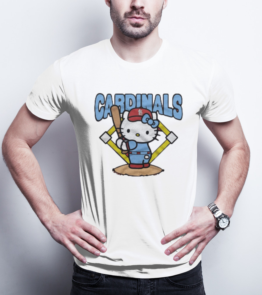 Hello Kitty St Louis Cardinals Baseball Batter MLB Cartoon T-Shirt