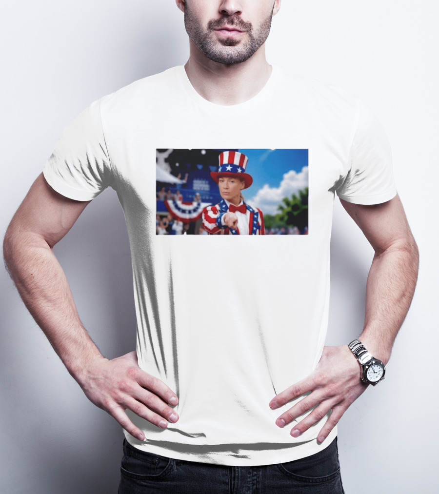 Sophia Cunningham Uncle Sam Patriotic Costume Red White Blue Stars And Stripes T-Shirt