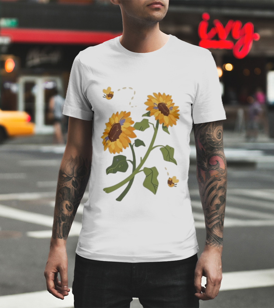 Sunflower Good Times With Sunflowers Bees And Scar Suowers T-Shirt
