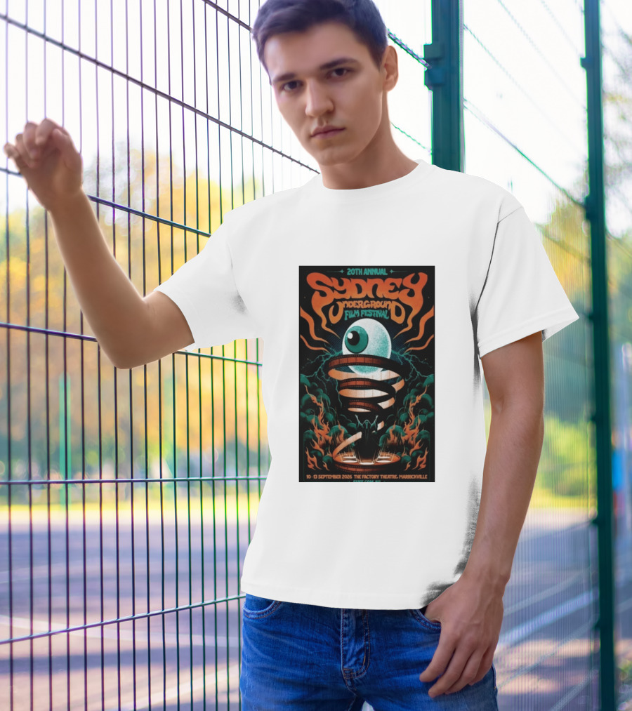 20th Annual Sydney Underground Film Festival Sept 10 13 2026 The Factory Theatre Marrickville Vintage Eye Spiral T-Shirt