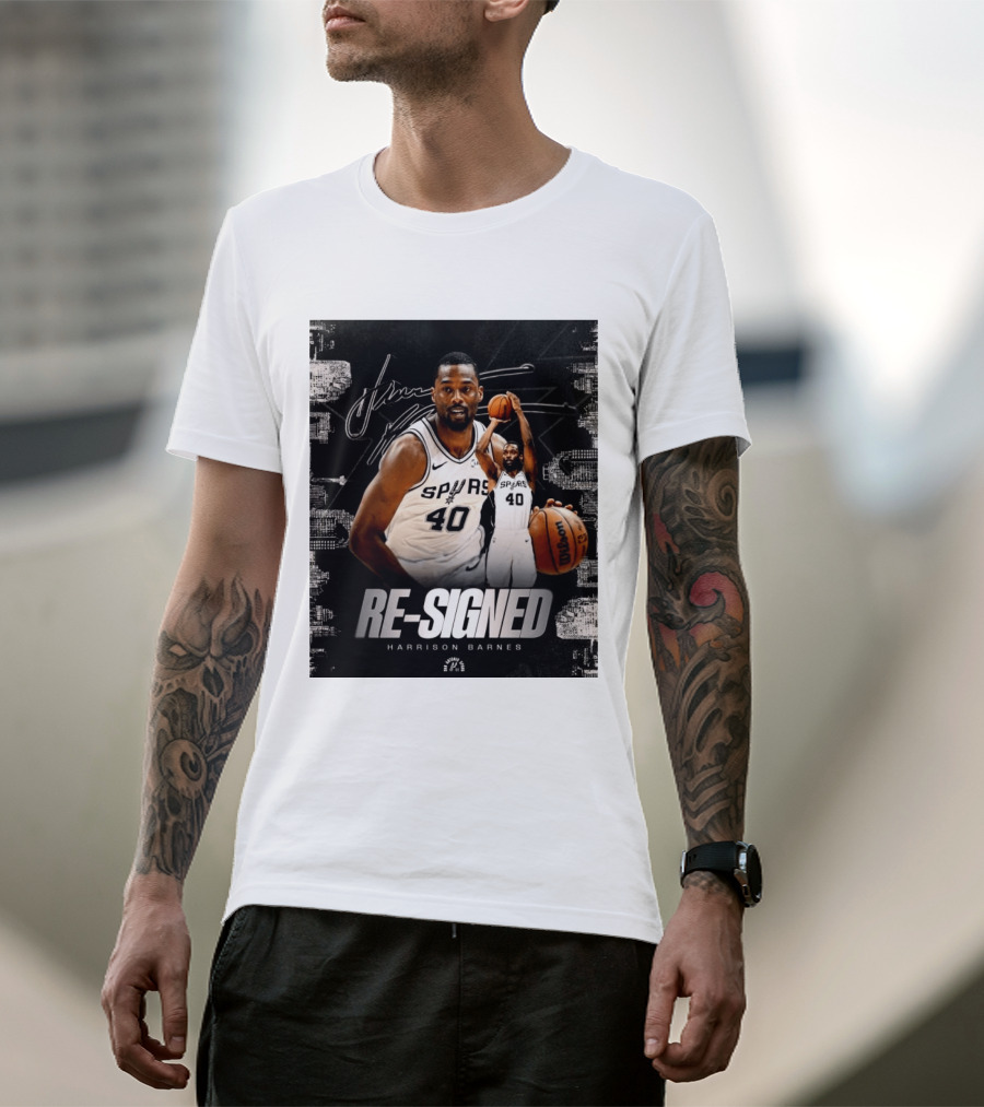 Re Signed Harrison Barnes Spurs 40 Basketball Return T-Shirt