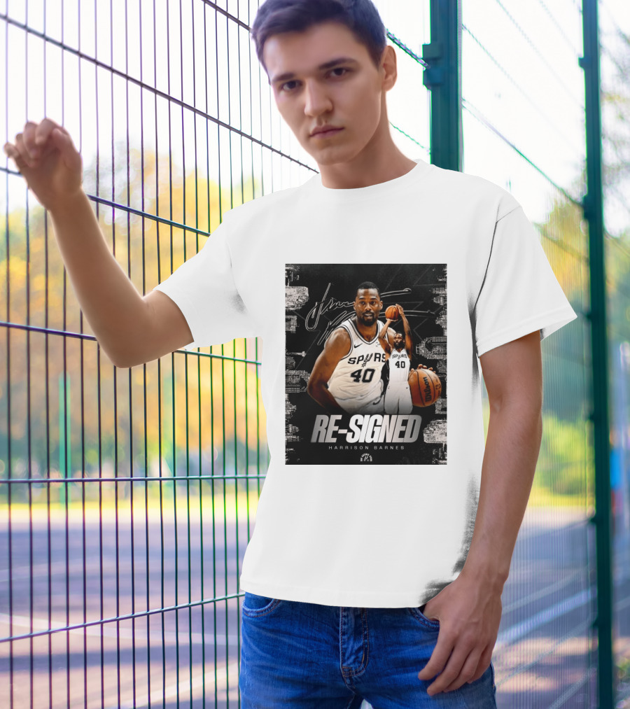 Re Signed Harrison Barnes Spurs 40 Basketball Return T-Shirt