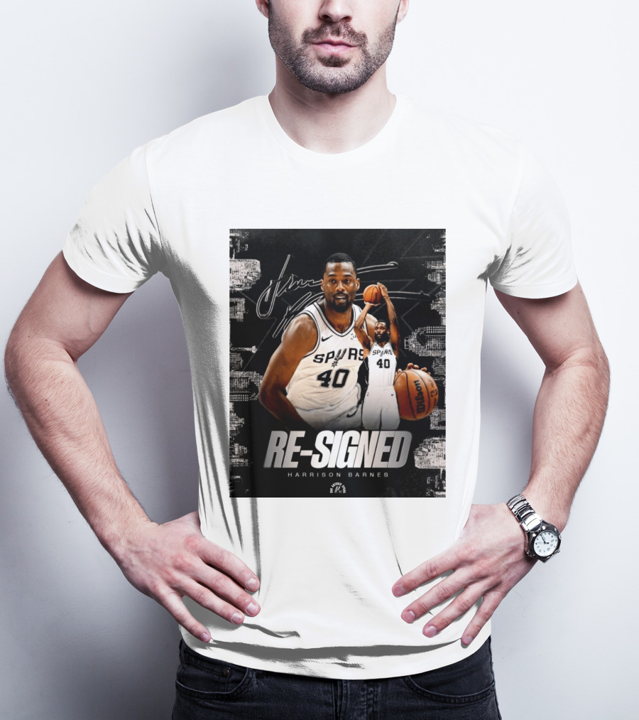 Re Signed Harrison Barnes Spurs 40 Basketball Return T-Shirt