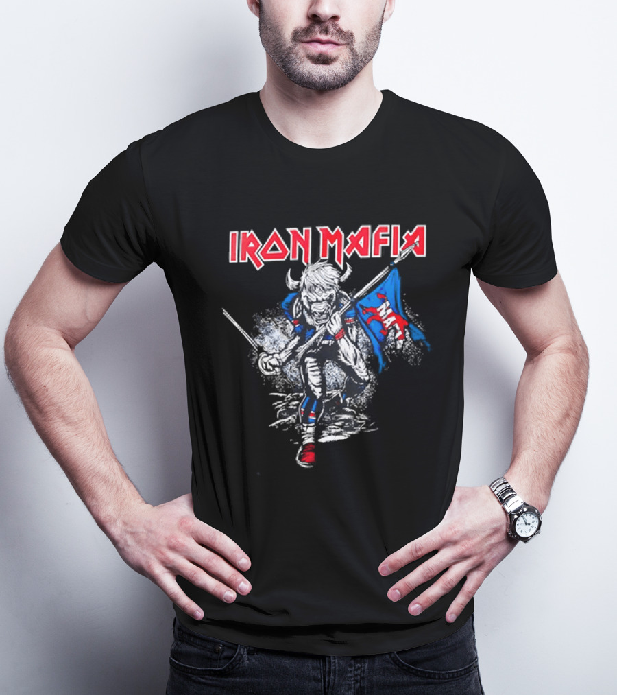 Iron Mafia Buffalo Bull Charging With Flag Buffalo Bills T-Shirt