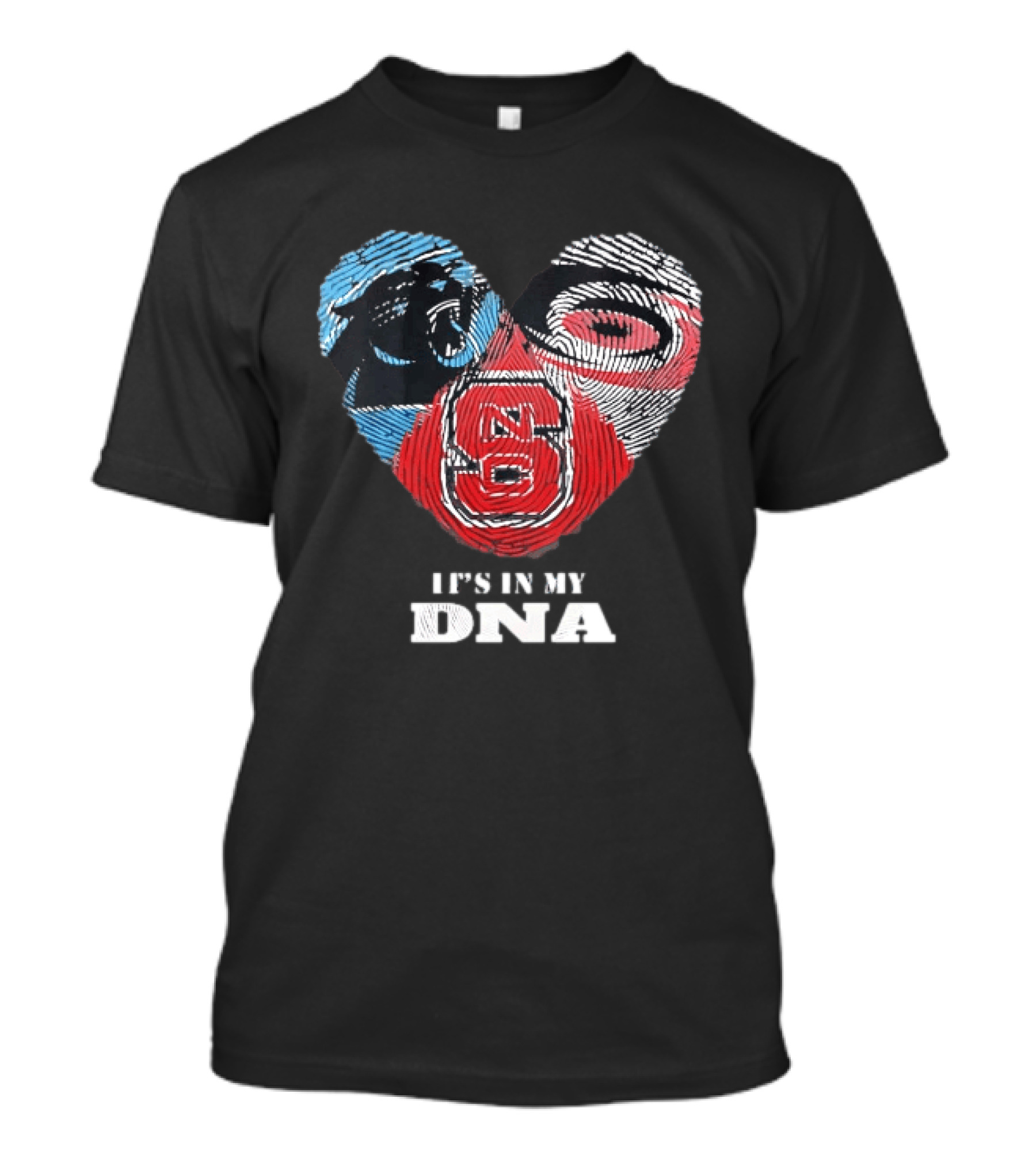 Carolina Panthers NC State Wolfpack It's In My DNA Fingerprint Heart T-Shirt