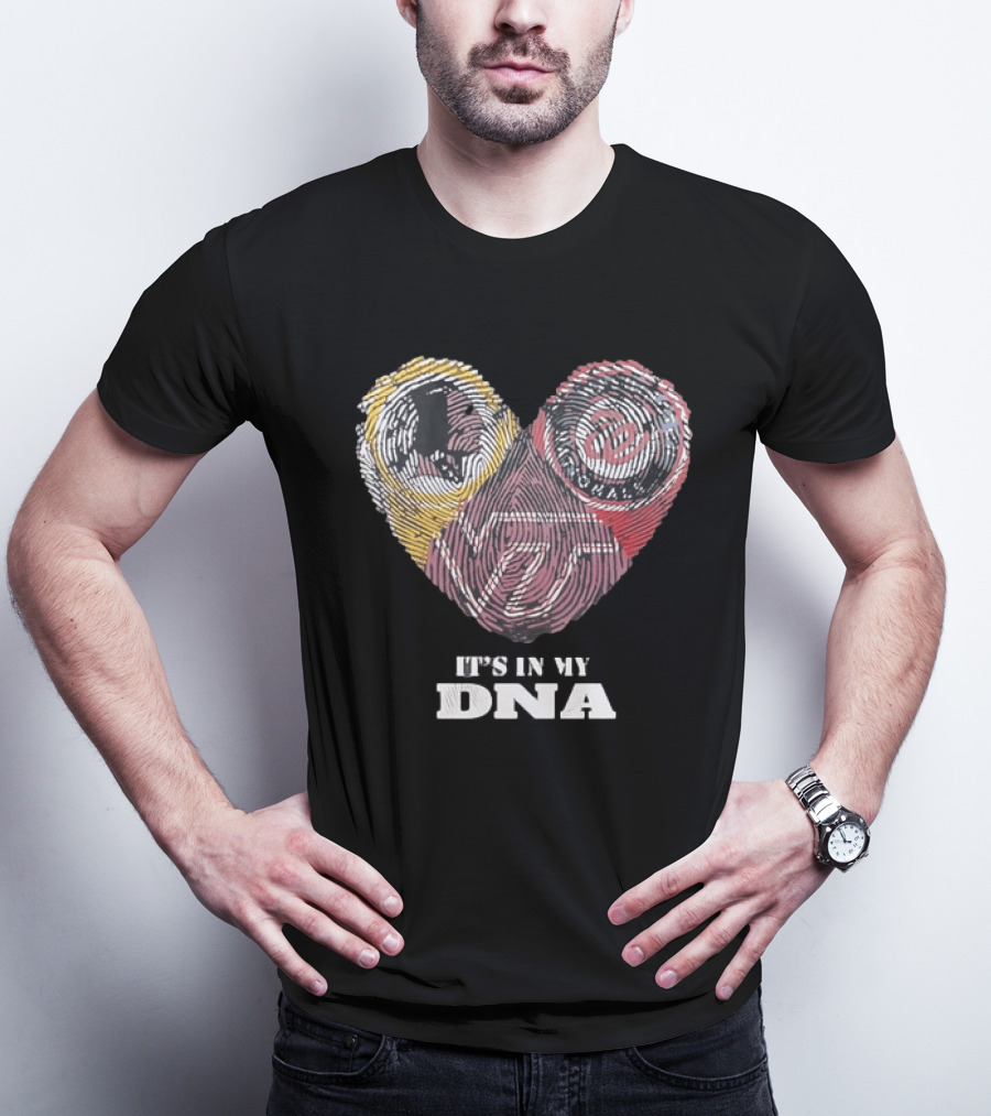 It's In My DNA Virginia Tech Hokies VT Heart Fingerprint T-Shirt