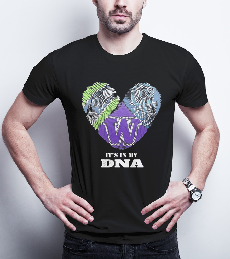 Washington Huskies It's In My DNA Fingerprint Heart T-Shirt