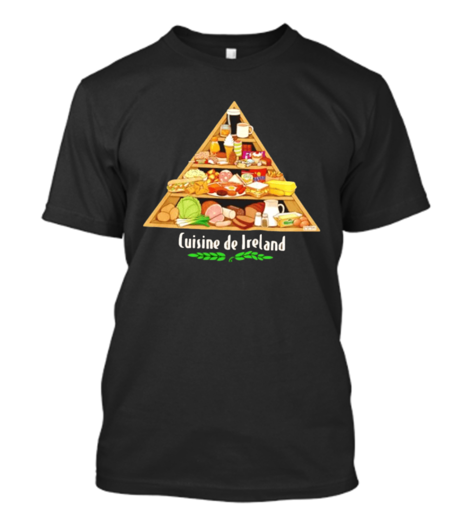 Cuisine De Ireland Humorous Cartoon Food Pyramid T-Shirt
