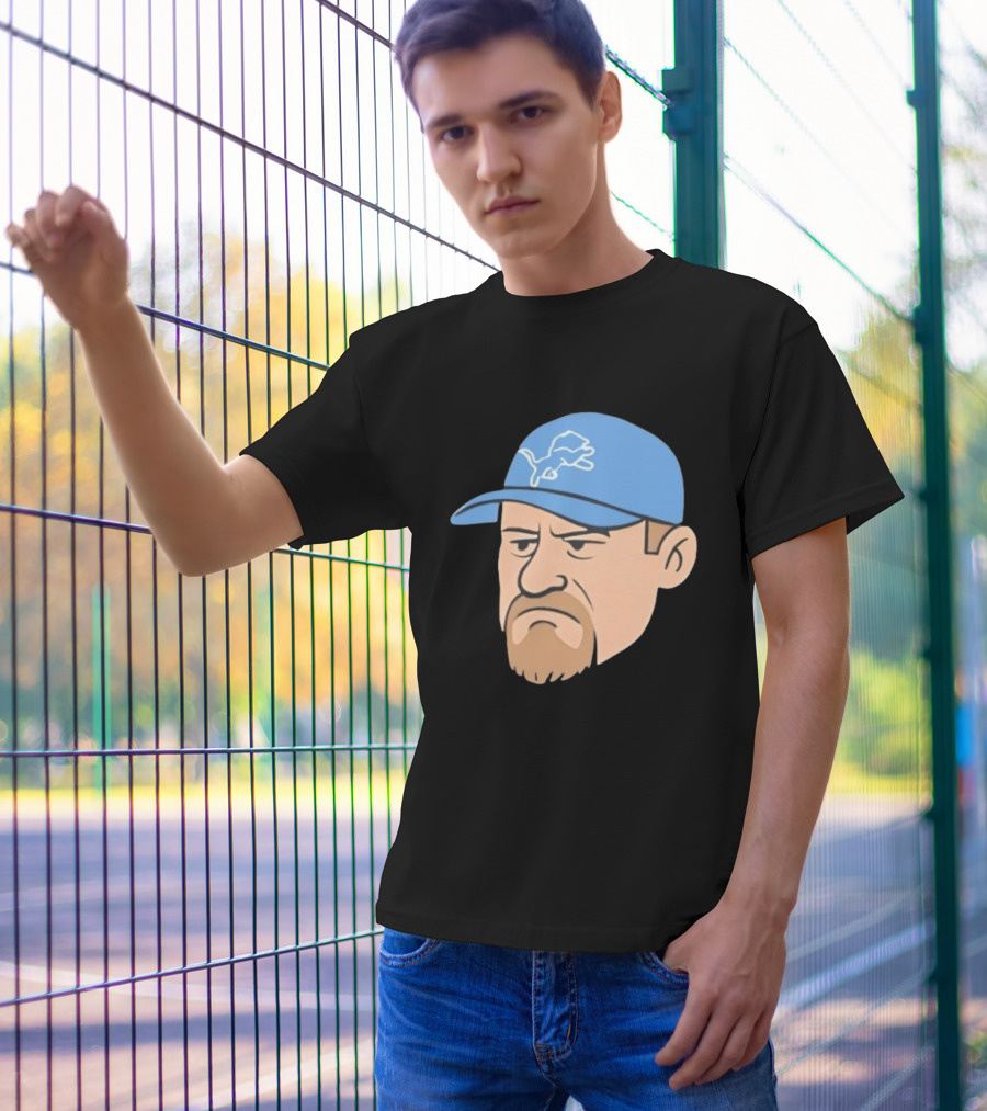 Detroit Lions Grumpy Man With Hat Football Team Fan T-Shirt