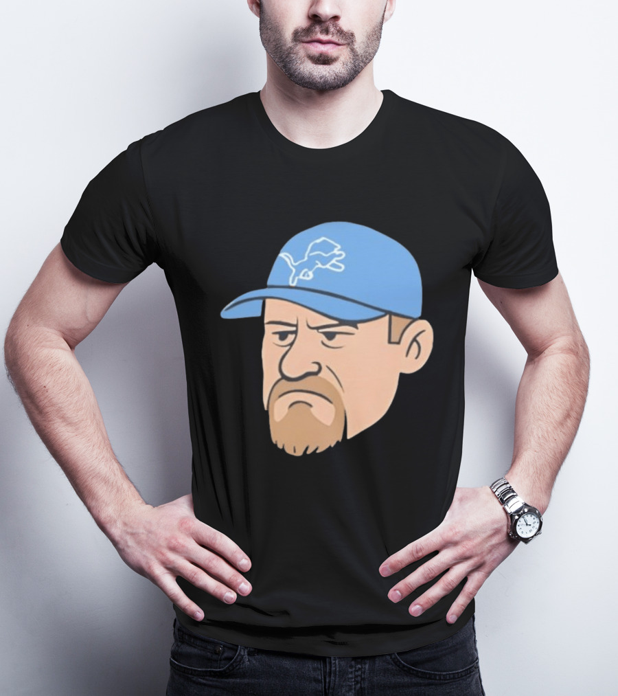 Detroit Lions Grumpy Man With Hat Football Team Fan T-Shirt