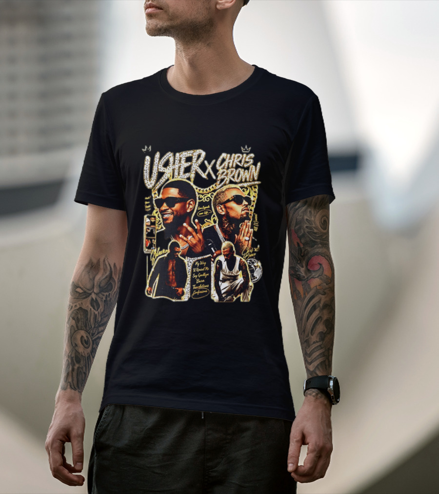 Usher Chris Brown My Way Without Me Say Goodbye Tour Los Angeles Buju Banton Team Custom T-Shirt