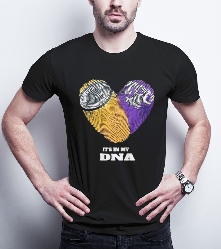 Green Bay Packers TCU Horned Frogs It's In My DNA Heart Fingerprints Fan Love T-Shirt