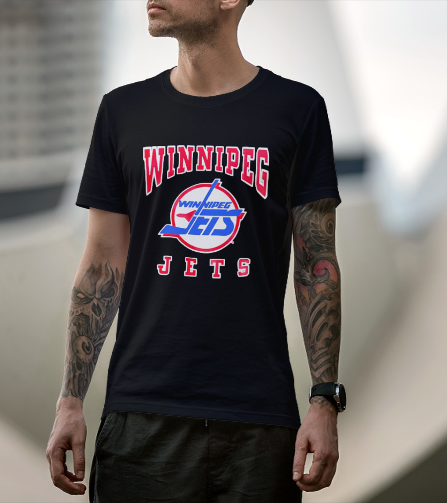 Winnipeg Jets Hockey Team Name Bold NHL Sportswear T-Shirt