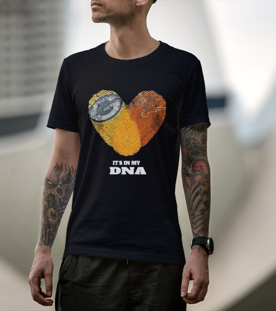 Green Bay Packers Texas Longhorns Heart Shape Fingerprints It's In My DNA T-Shirt