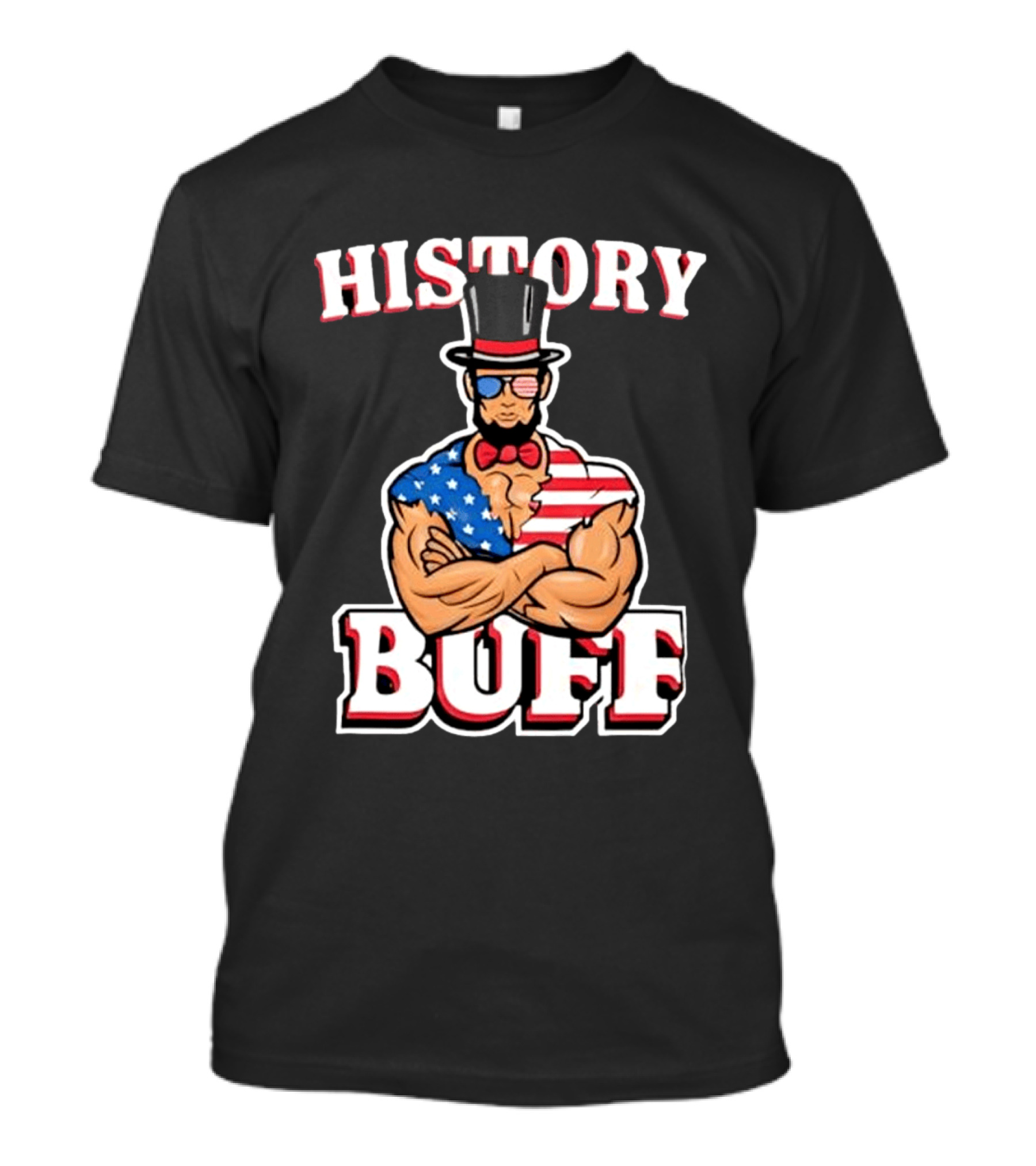 History Buff Abraham Lincoln Gym Bro American Flag Muscle T-Shirt