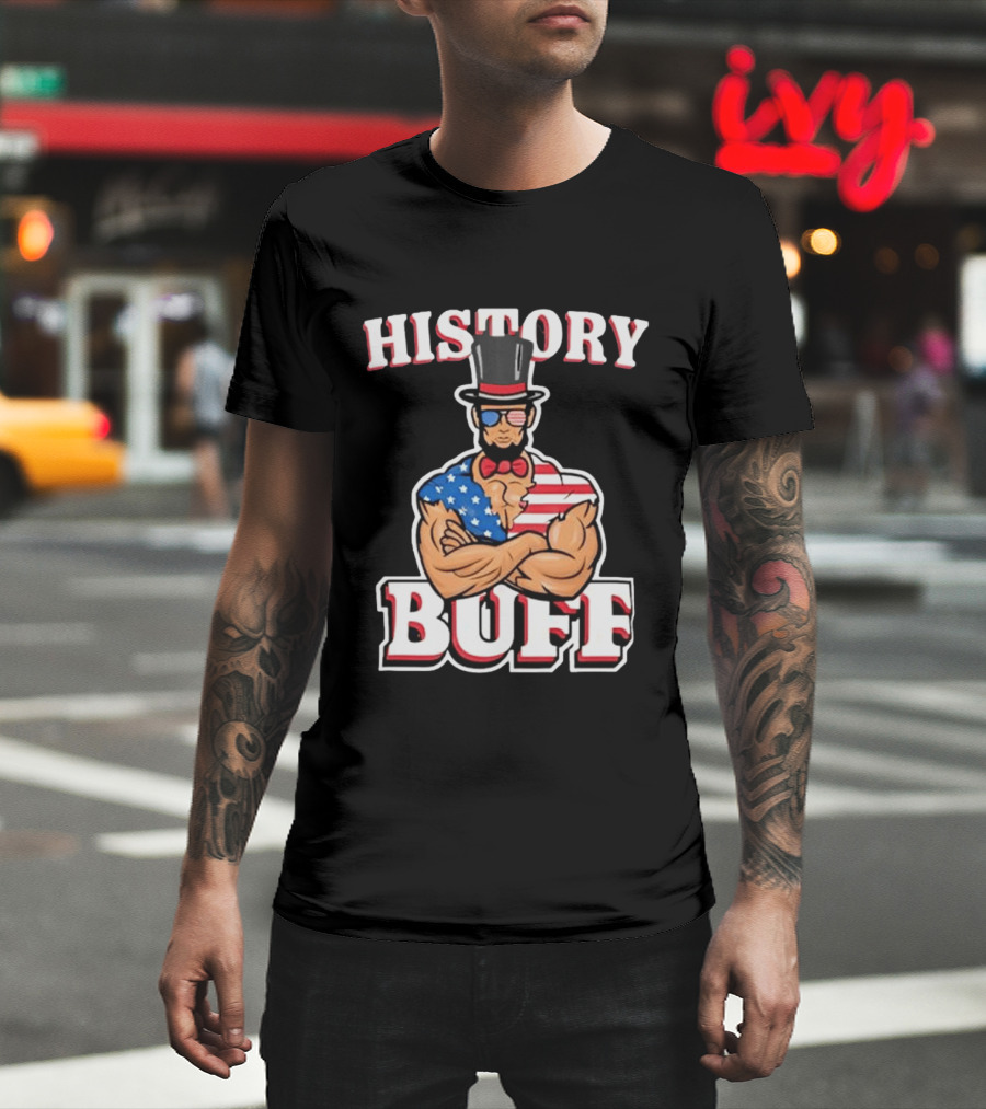 History Buff Abraham Lincoln Gym Bro American Flag Muscle T-Shirt