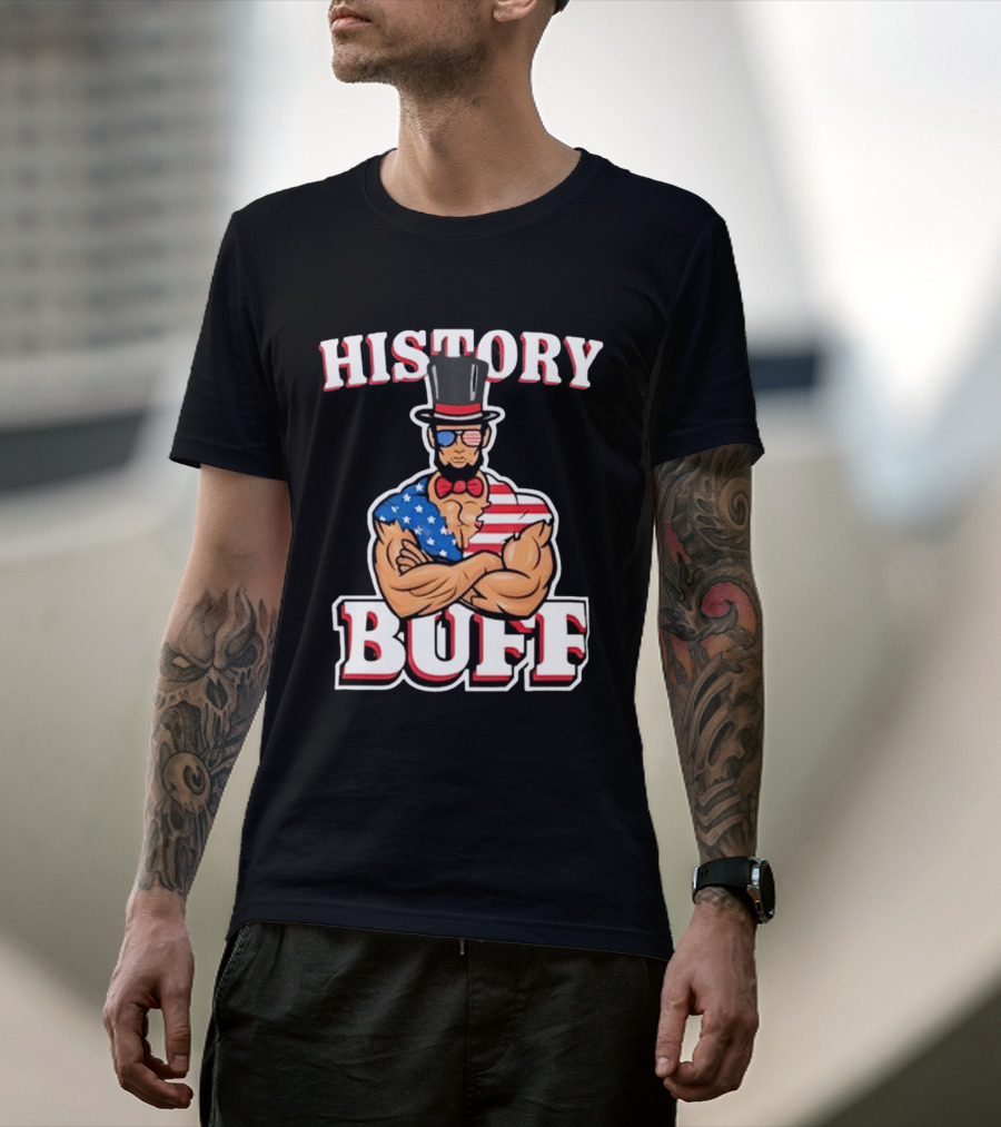 History Buff Abraham Lincoln Gym Bro American Flag Muscle T-Shirt