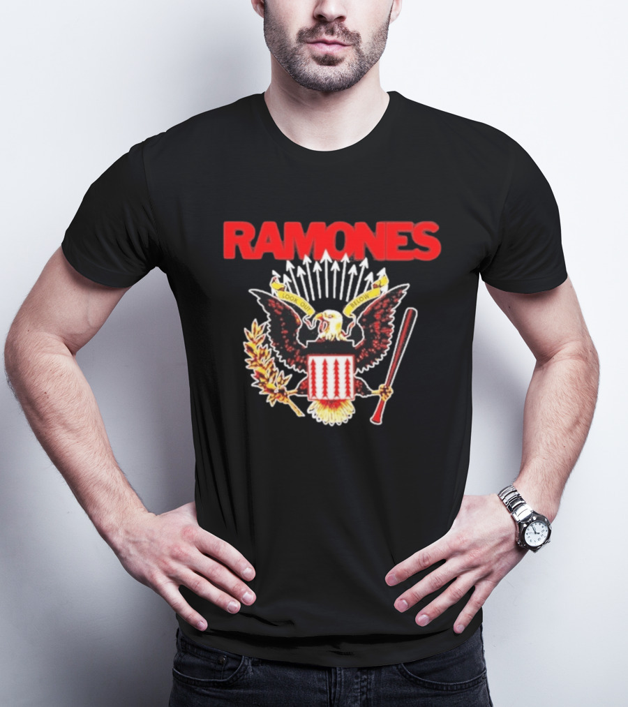 Ramones Look Out Below Punk Rock Eagle Crest T-Shirt