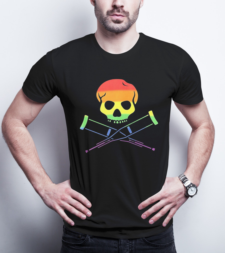 Skull With Crutches Rainbow T-Shirt