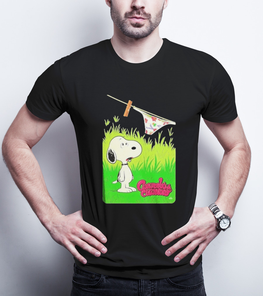 Snoopy Caramelos De Cianuro En Español Classic Cartoon And Rock Band Fusion T-Shirt