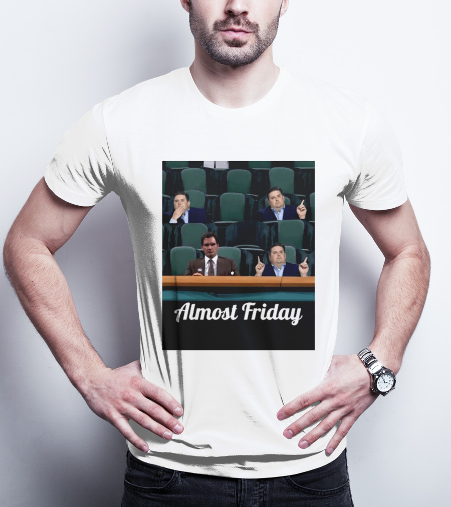 Almost Friday Meme With Roger Federer And Jonah Hill In Audience T-Shirt
