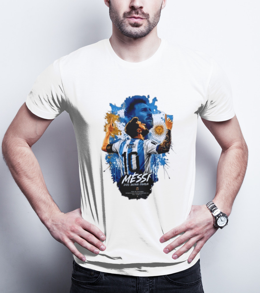 Messi Dios Patria Familia Argentina Football 10 Pointing To The Sky T-Shirt