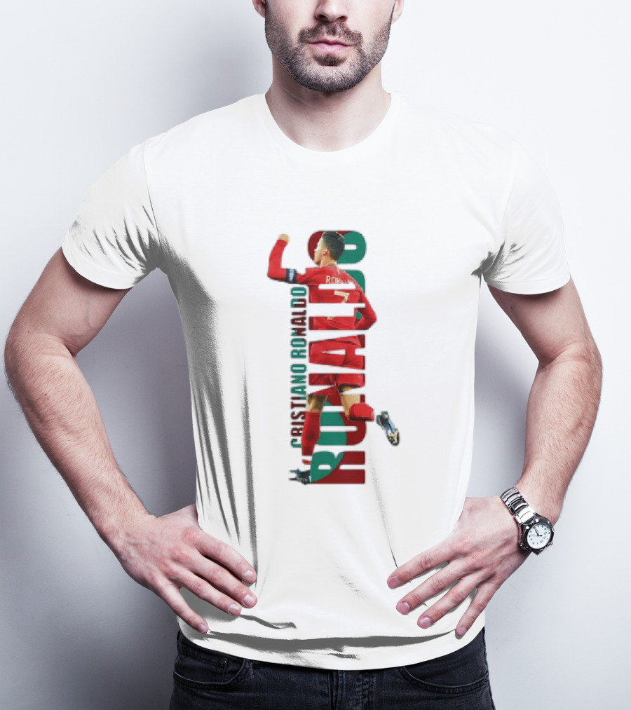Cristiano Ronaldo Portugal Goal Celebration Number 7 Red Green T-Shirt