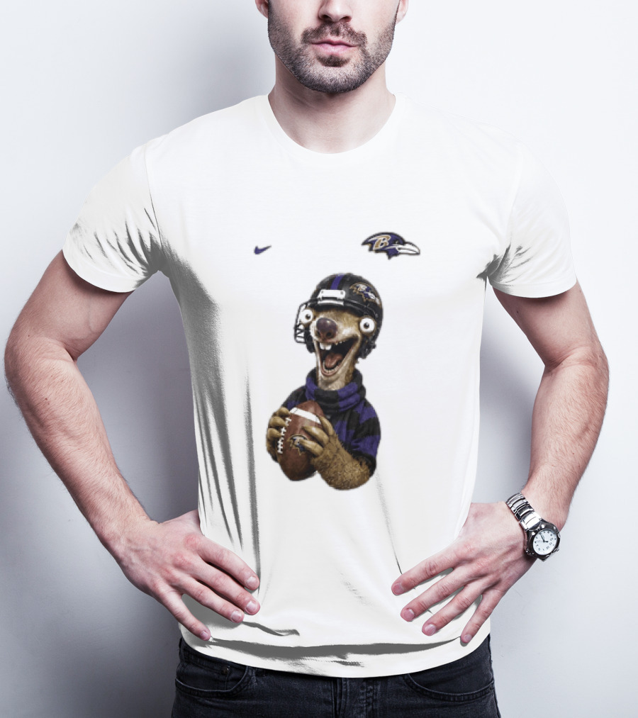 Sid The Sloth Baltimore Ravens Football Helmet And Ball Ravens Fan Gear T-Shirt