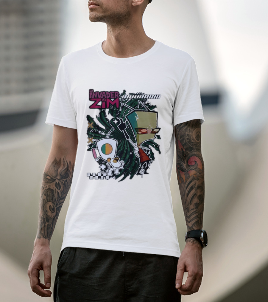 Invader Zim Gir With Zim Eating Taco Spiral T-Shirt