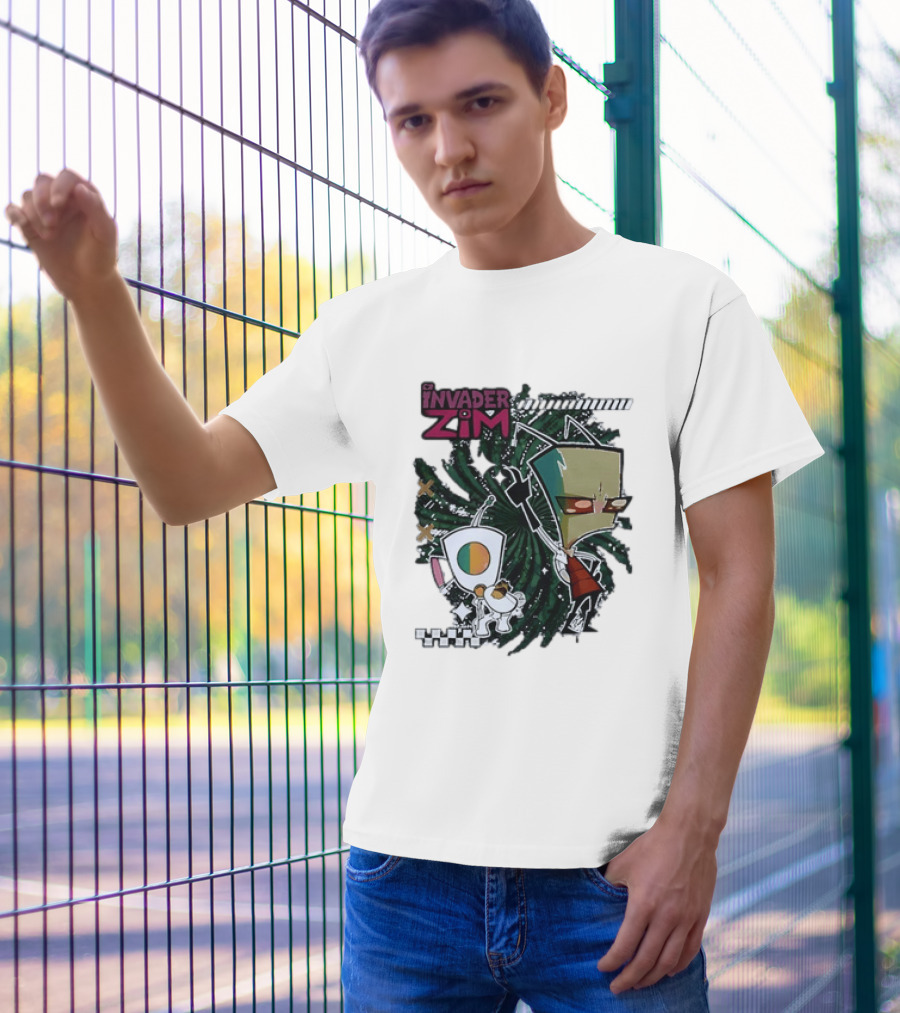 Invader Zim Gir With Zim Eating Taco Spiral T-Shirt