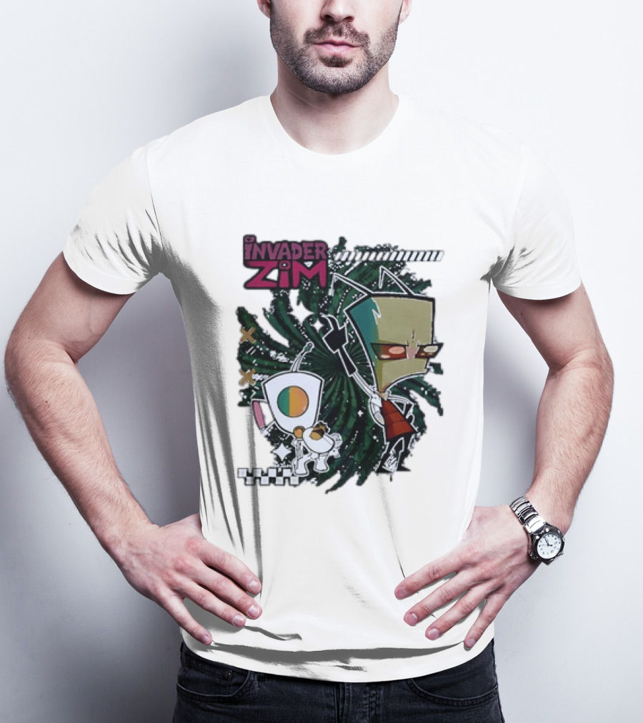 Invader Zim Gir With Zim Eating Taco Spiral T-Shirt