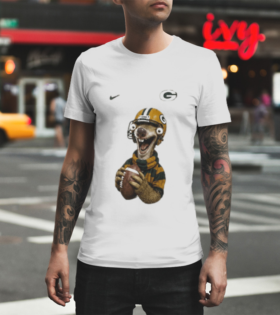 Sid The Sloth Green Bay Packers Football Helmet Fan Gear T-Shirt