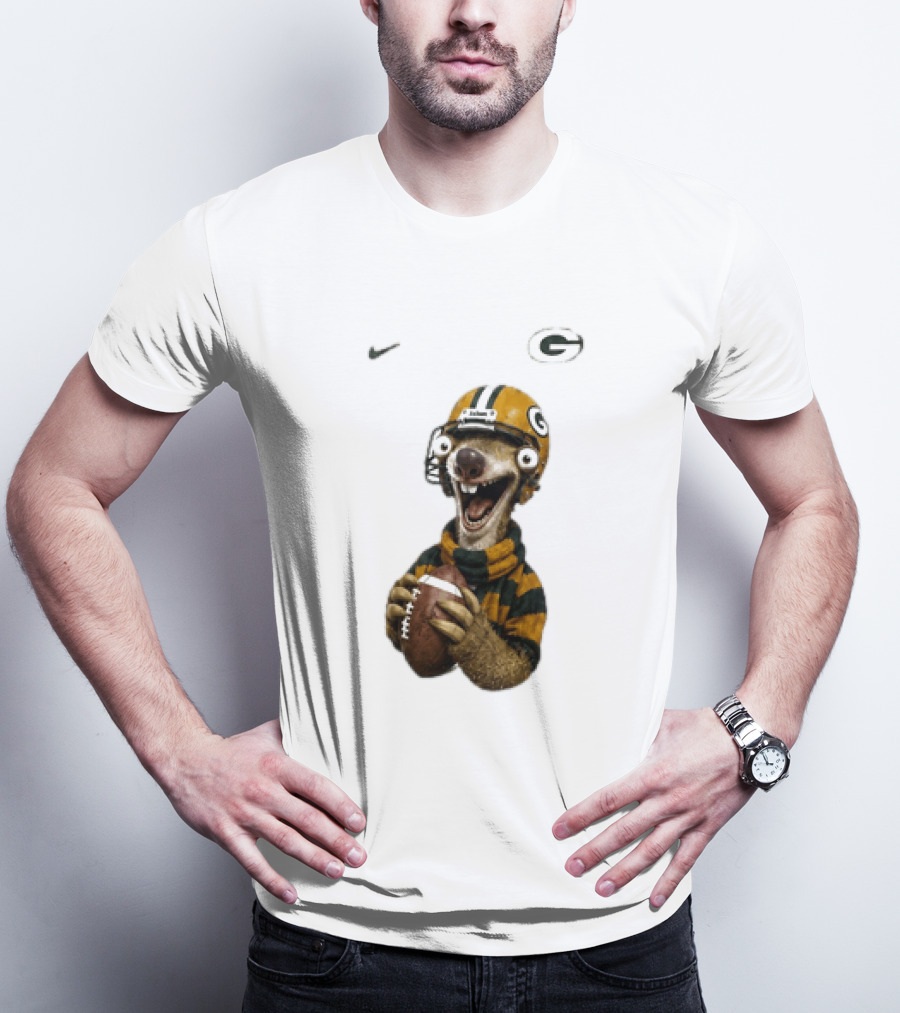 Sid The Sloth Green Bay Packers Football Helmet Fan Gear T-Shirt