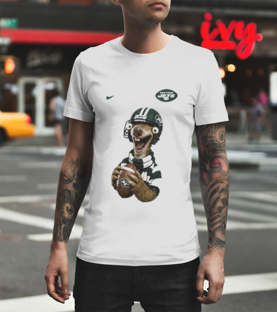 Sid The Sloth New York Jets Football Helmet Scarf And Ball T-Shirt