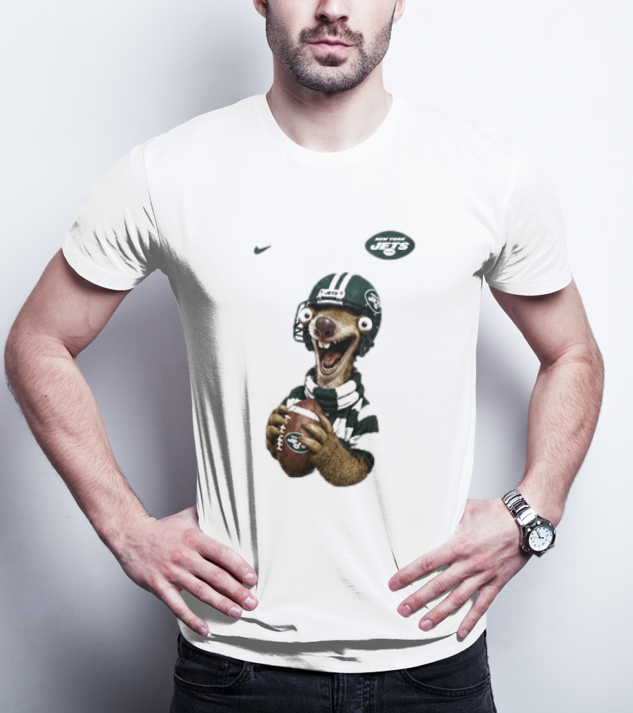 Sid The Sloth New York Jets Football Helmet Scarf And Ball T-Shirt