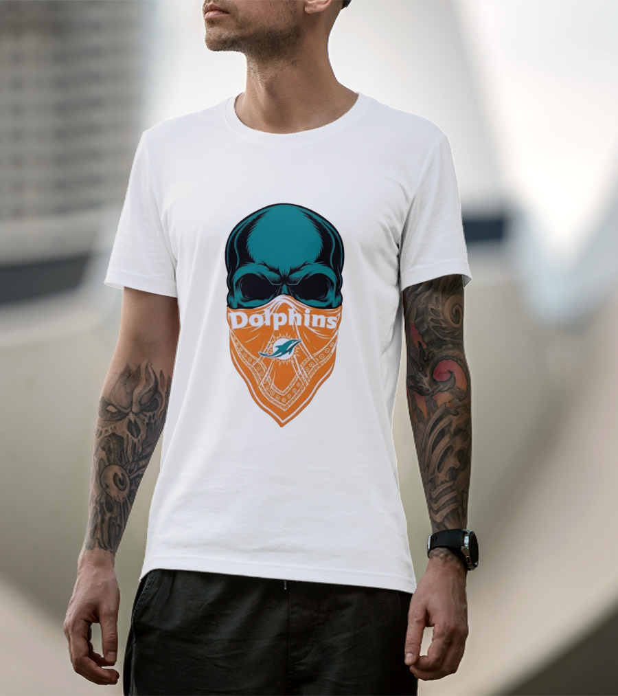 Miami Dolphins Skull Bandana With Team T-Shirt