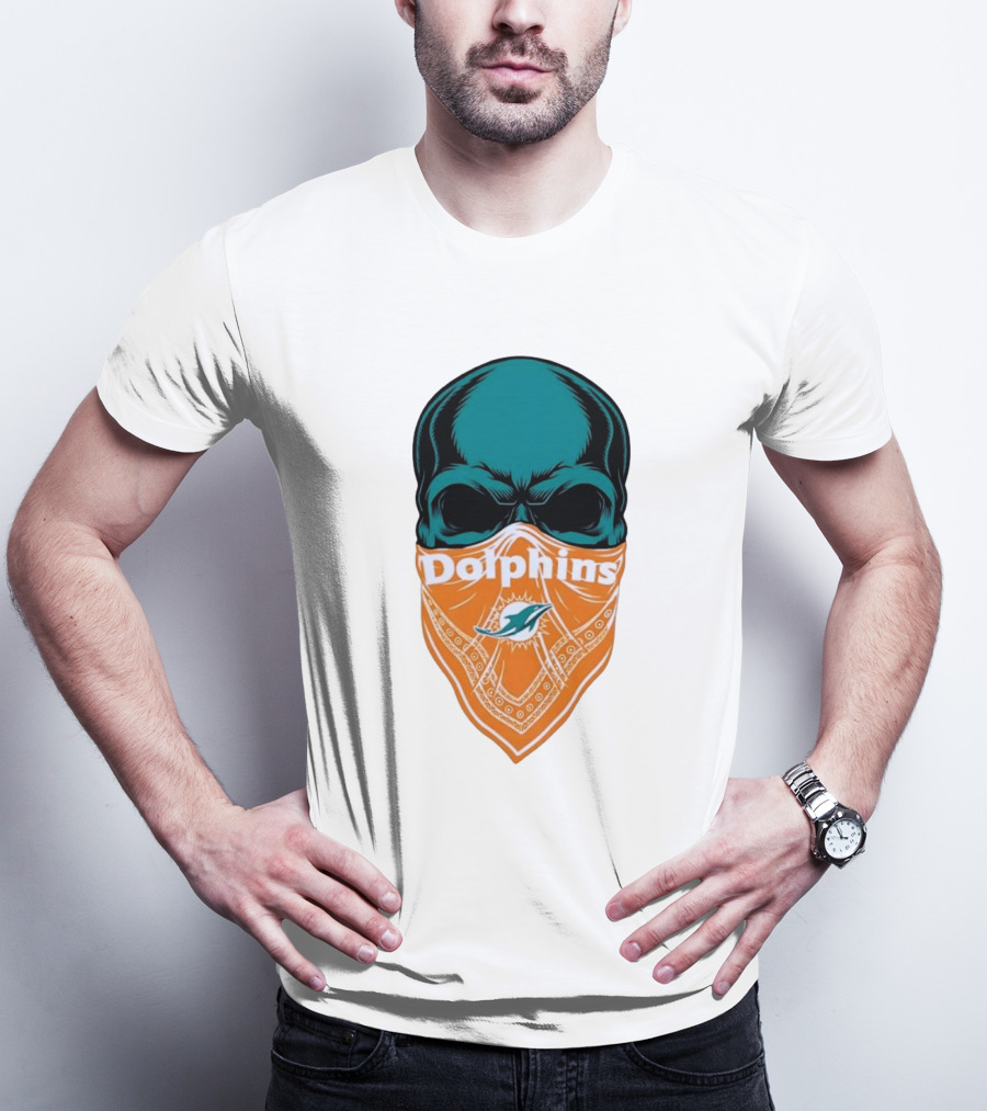 Miami Dolphins Skull Bandana With Team T-Shirt