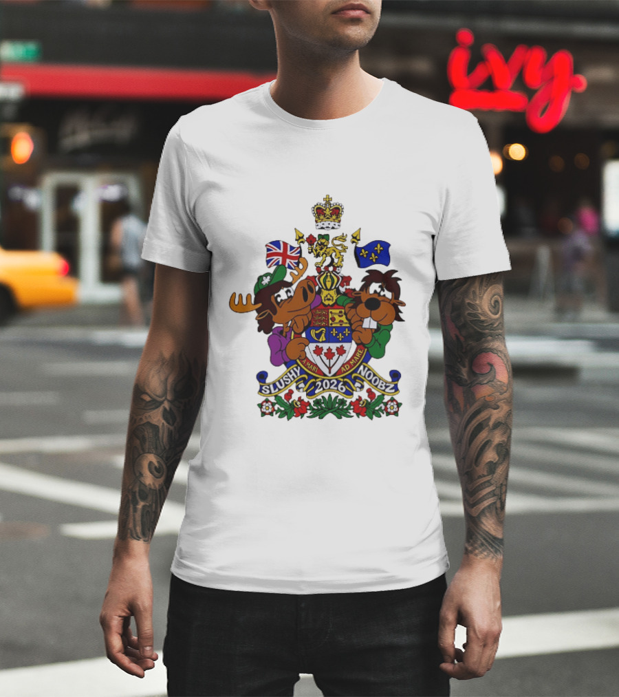 Slushy Noobz Canadian Crest Moose And Beaver 2026 T-Shirt
