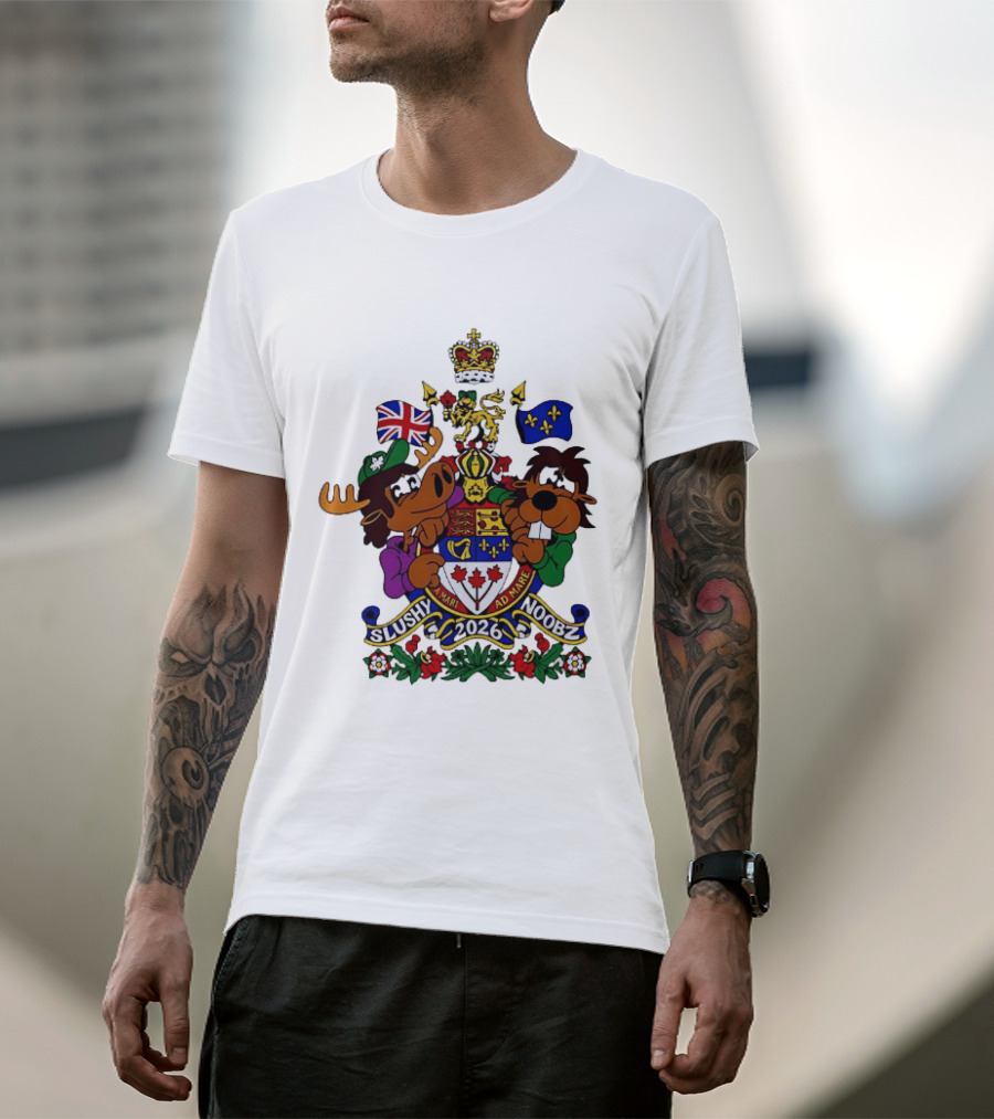 Slushy Noobz Canadian Crest Moose And Beaver 2026 T-Shirt