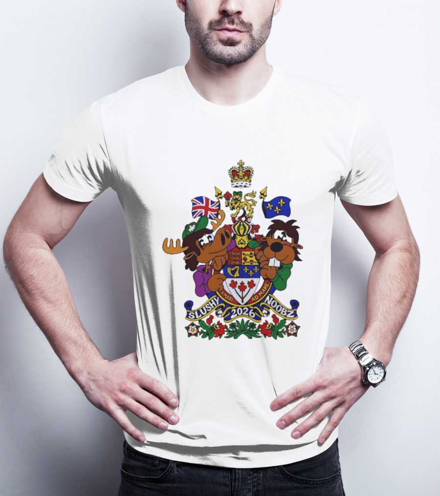 Slushy Noobz Canadian Crest Moose And Beaver 2026 T-Shirt