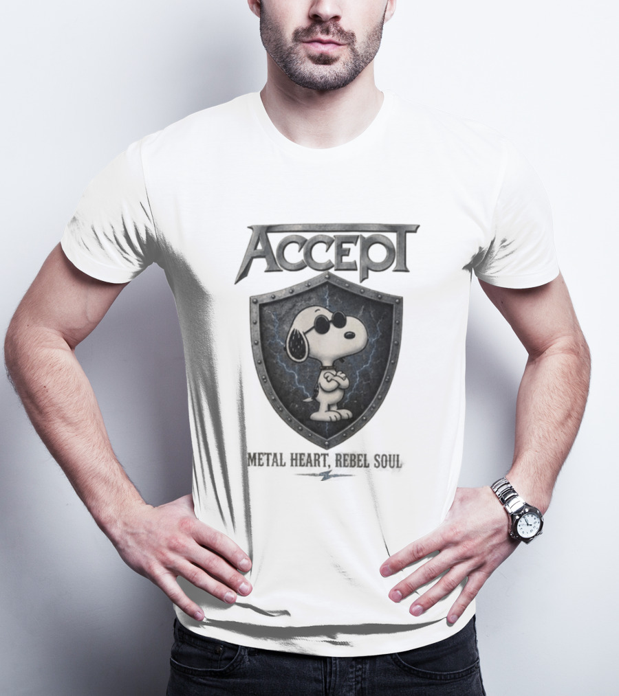 Accept Snoopy Metal Heart Rebel Soul T-Shirt