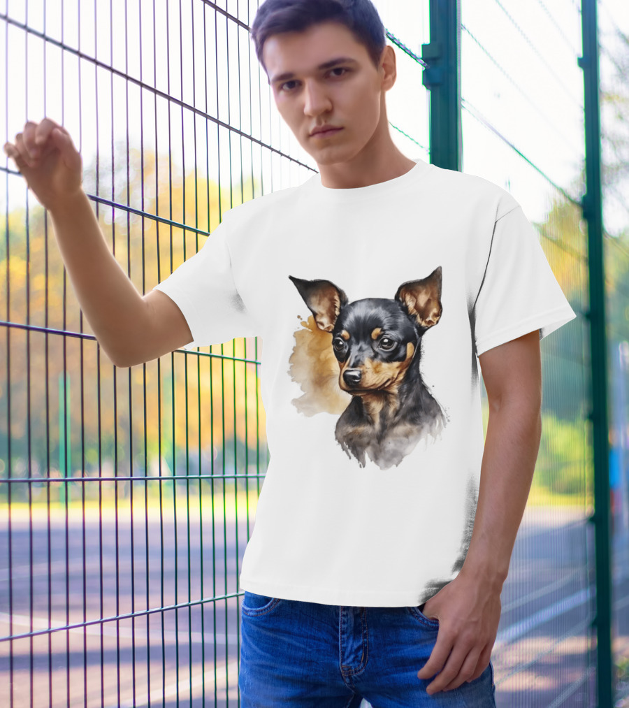Miniature Pinscher Dog Watercolor T-Shirt